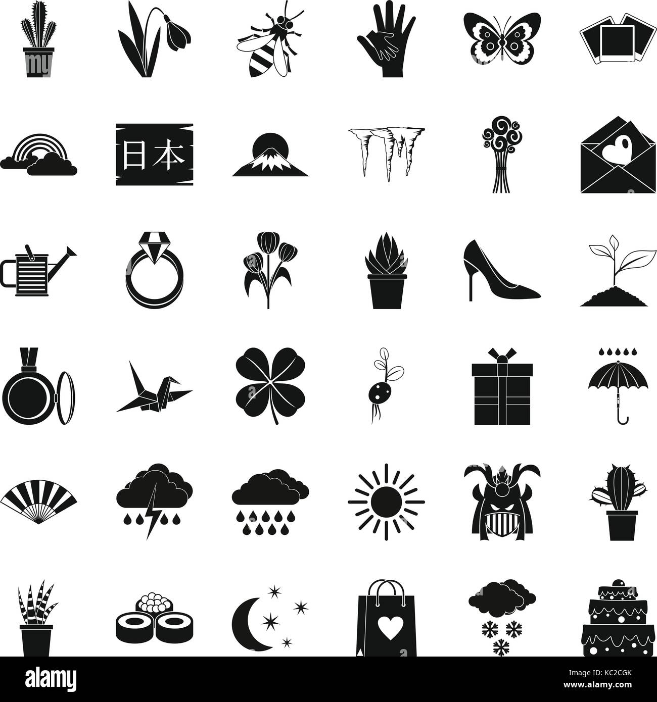 Flower icons set, simle style Stock Vector Image & Art - Alamy