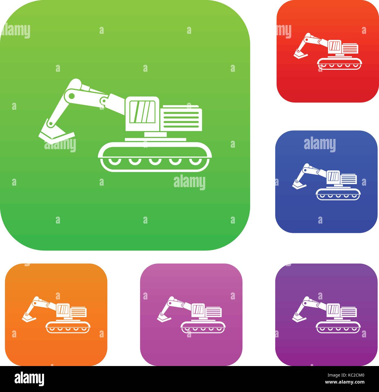 Excavator set color collection Stock Vector Image & Art - Alamy