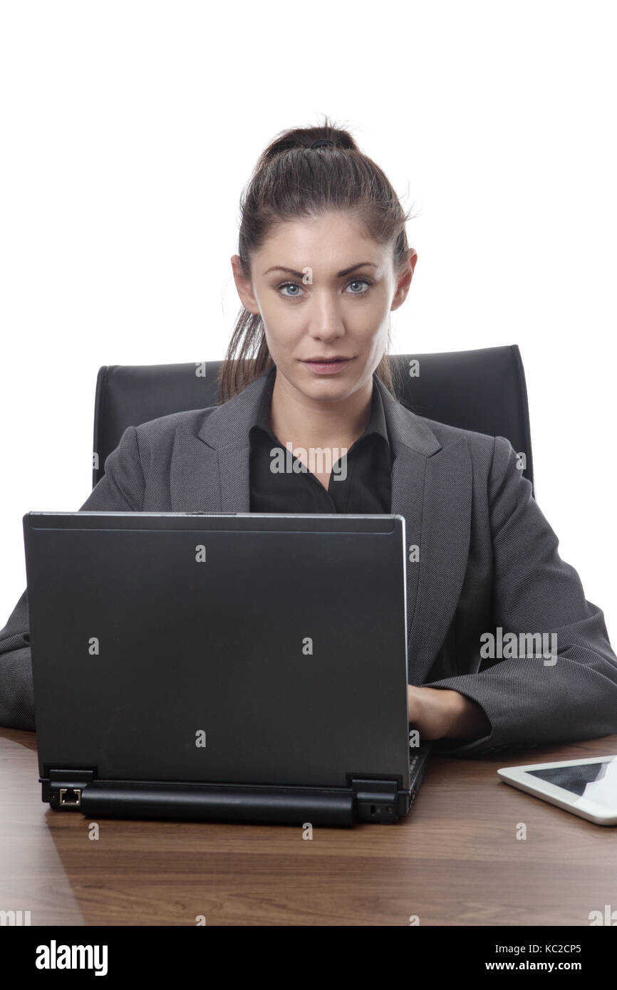 business woman working at her desk in the office Stock Photo - Alamy