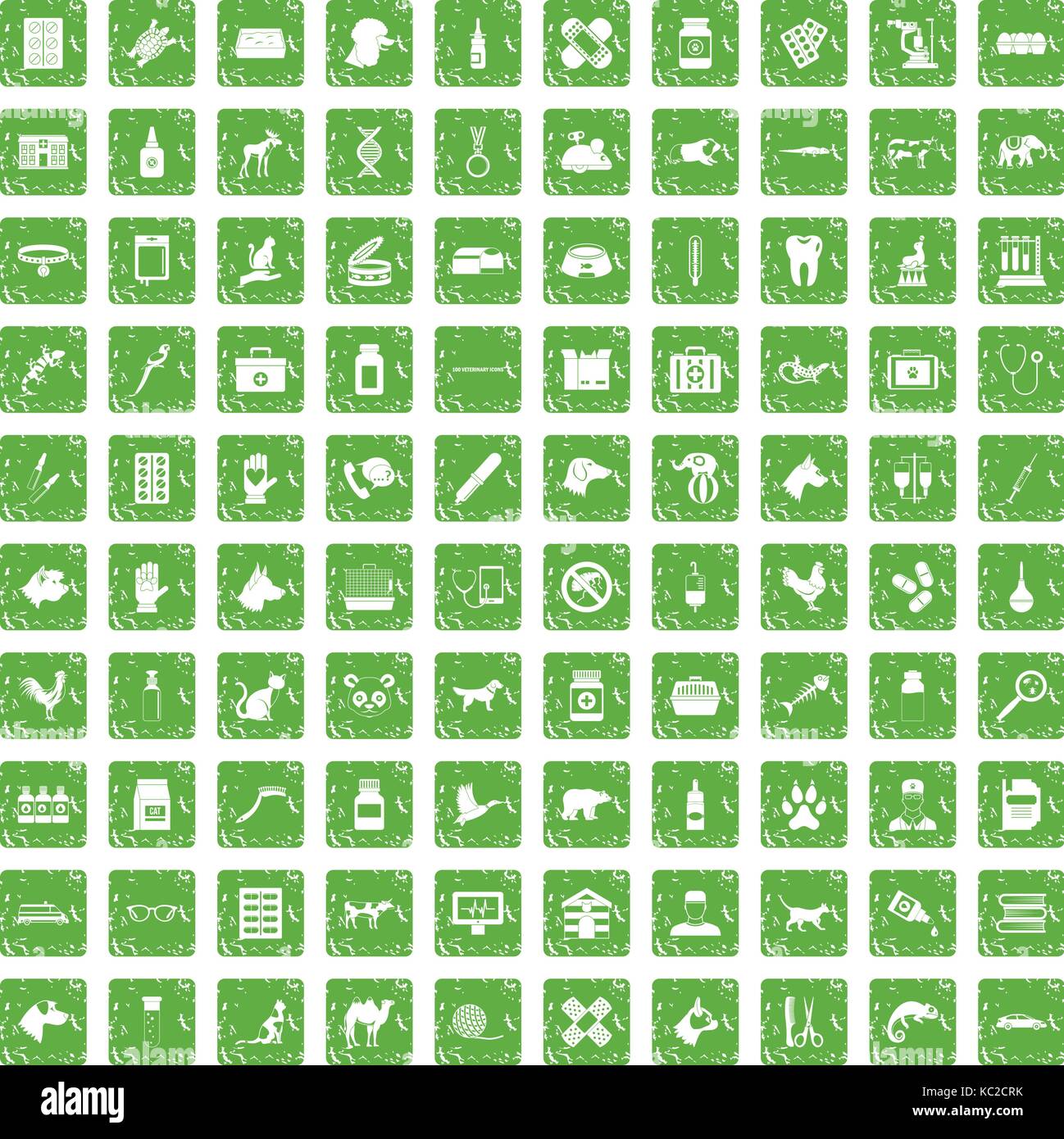 100 veterinary icons set grunge green Stock Vector Image & Art - Alamy