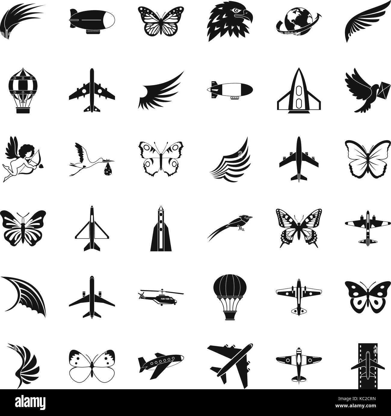 Fly icons set, simle style Stock Vector Image & Art - Alamy