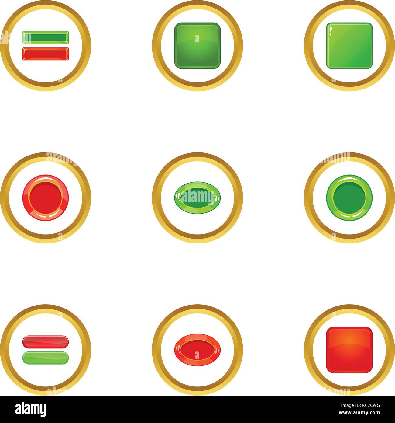 Red and green button icons set, cartoon style Stock Vector Image & Art ...
