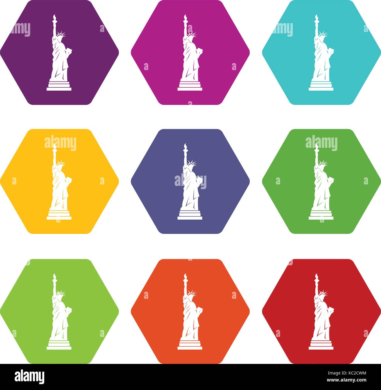 Statue of liberty icon set color hexahedron Stock Vector Image & Art ...