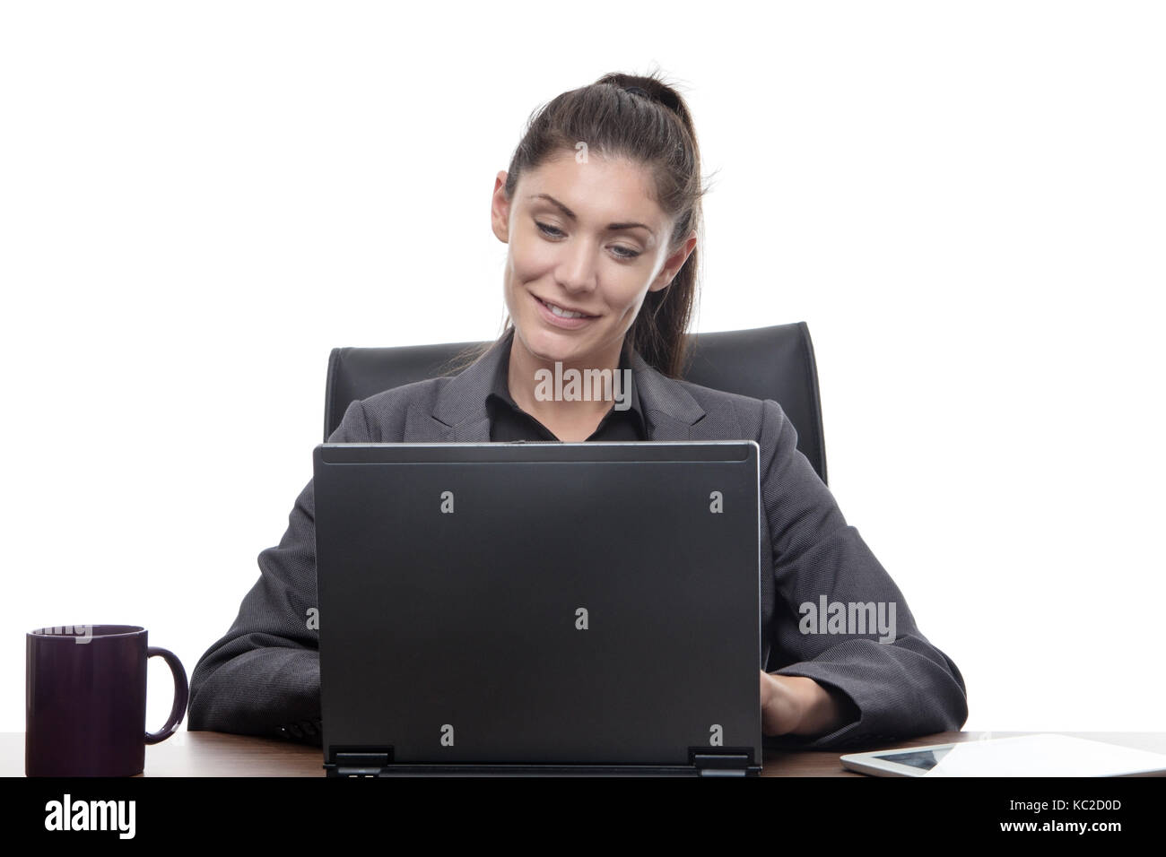 business woman working at her desk in the office Stock Photo - Alamy