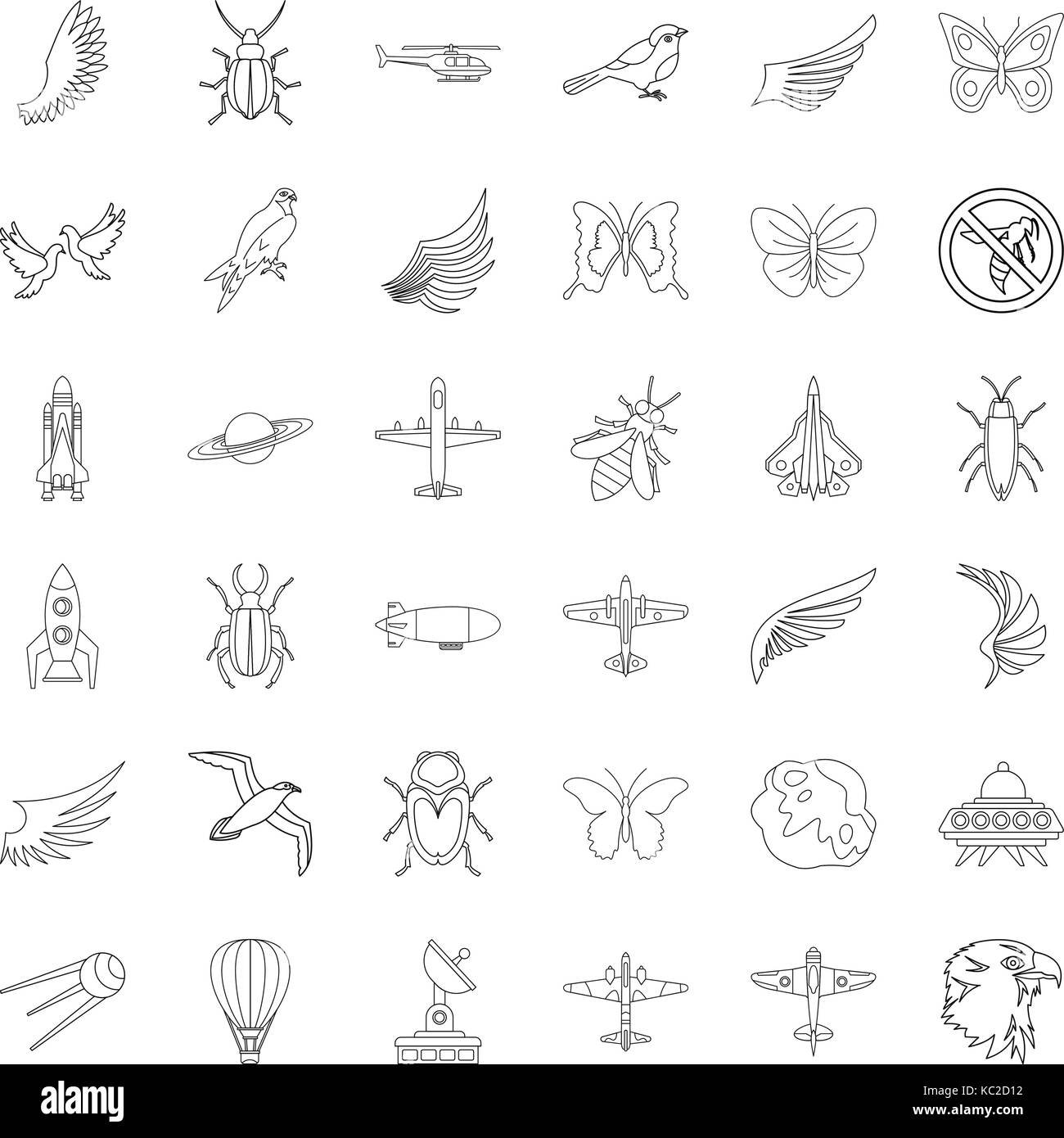 Fly icons set, outline style Stock Vector Image & Art - Alamy