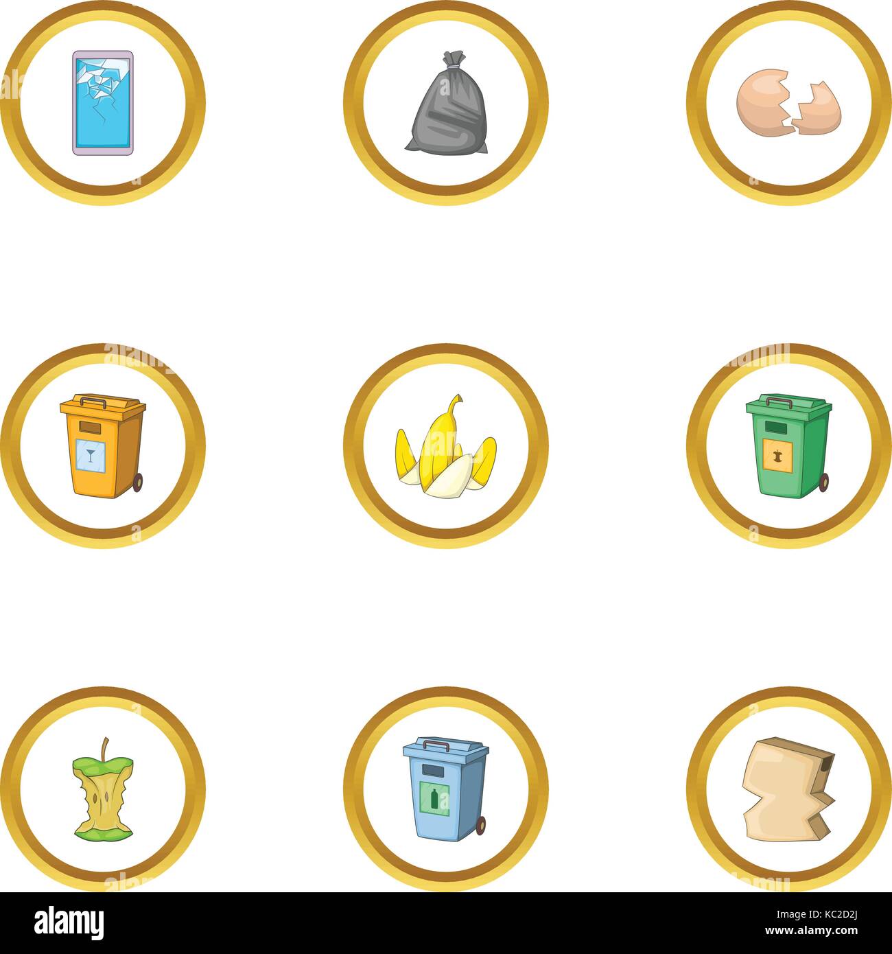 Trash icons set, cartoon style Stock Vector Image & Art - Alamy