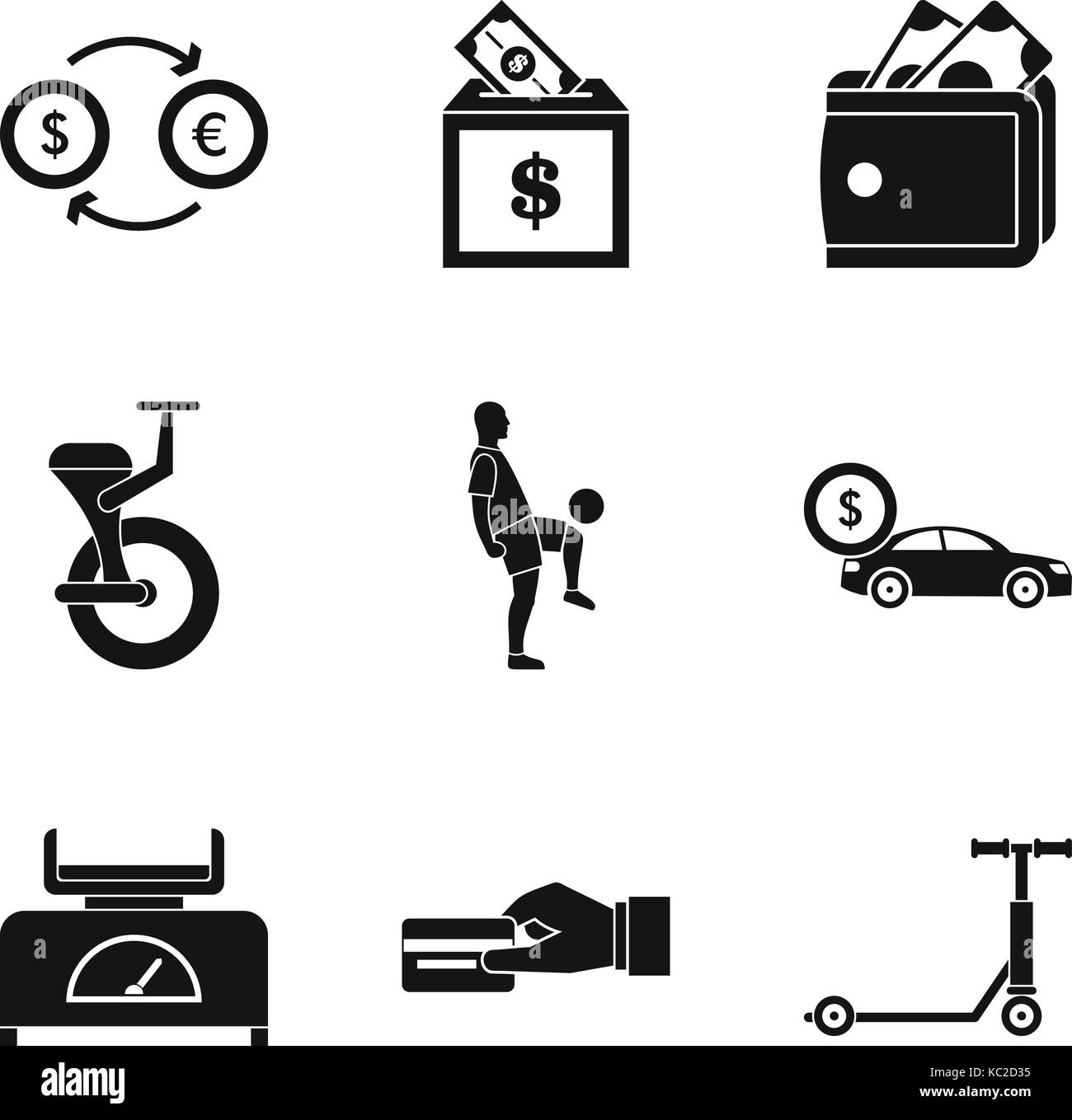 Professional football player icons set, simple style Stock Vector Image ...