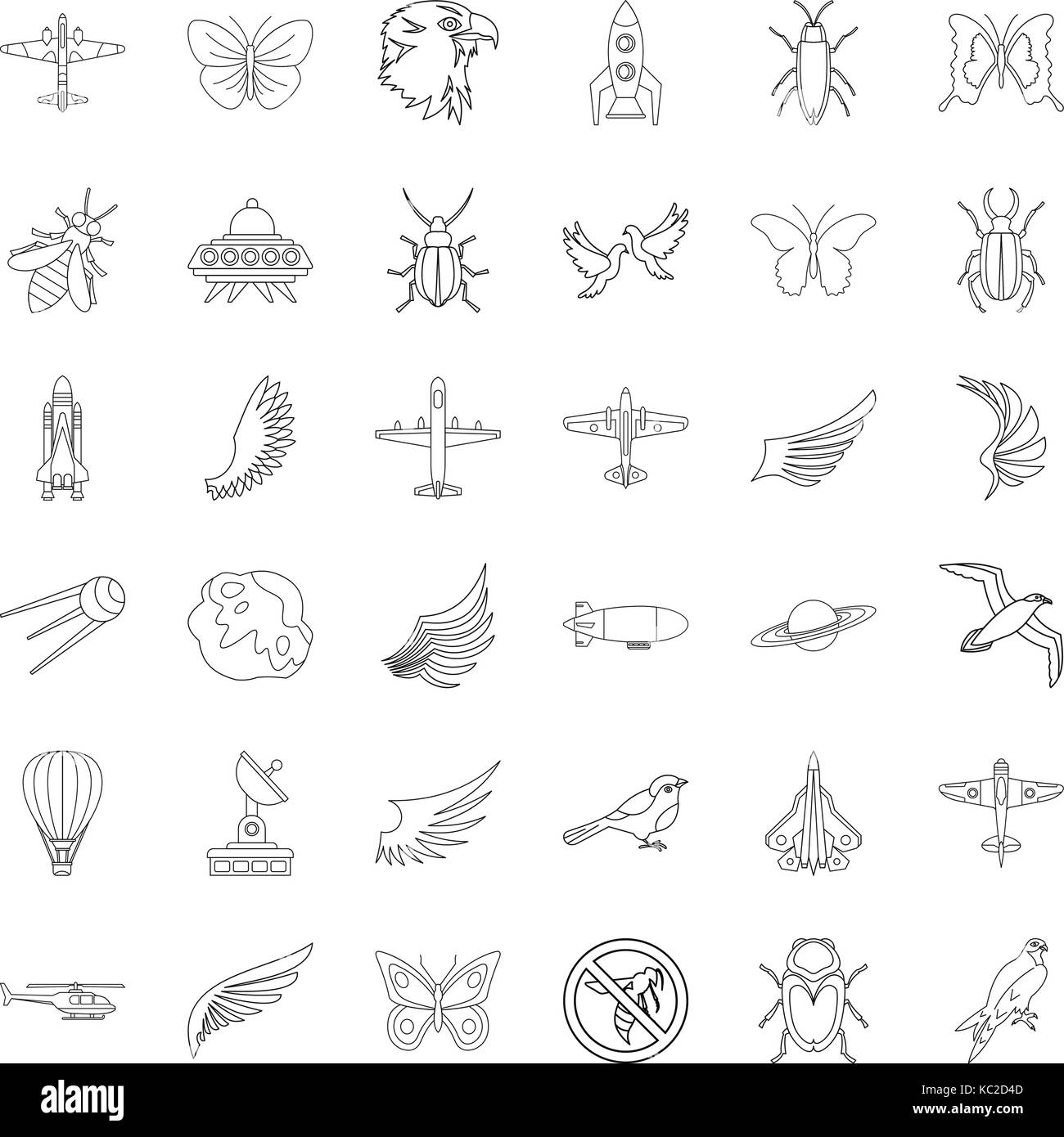 Spaceship icons set, outline style Stock Vector Image & Art - Alamy