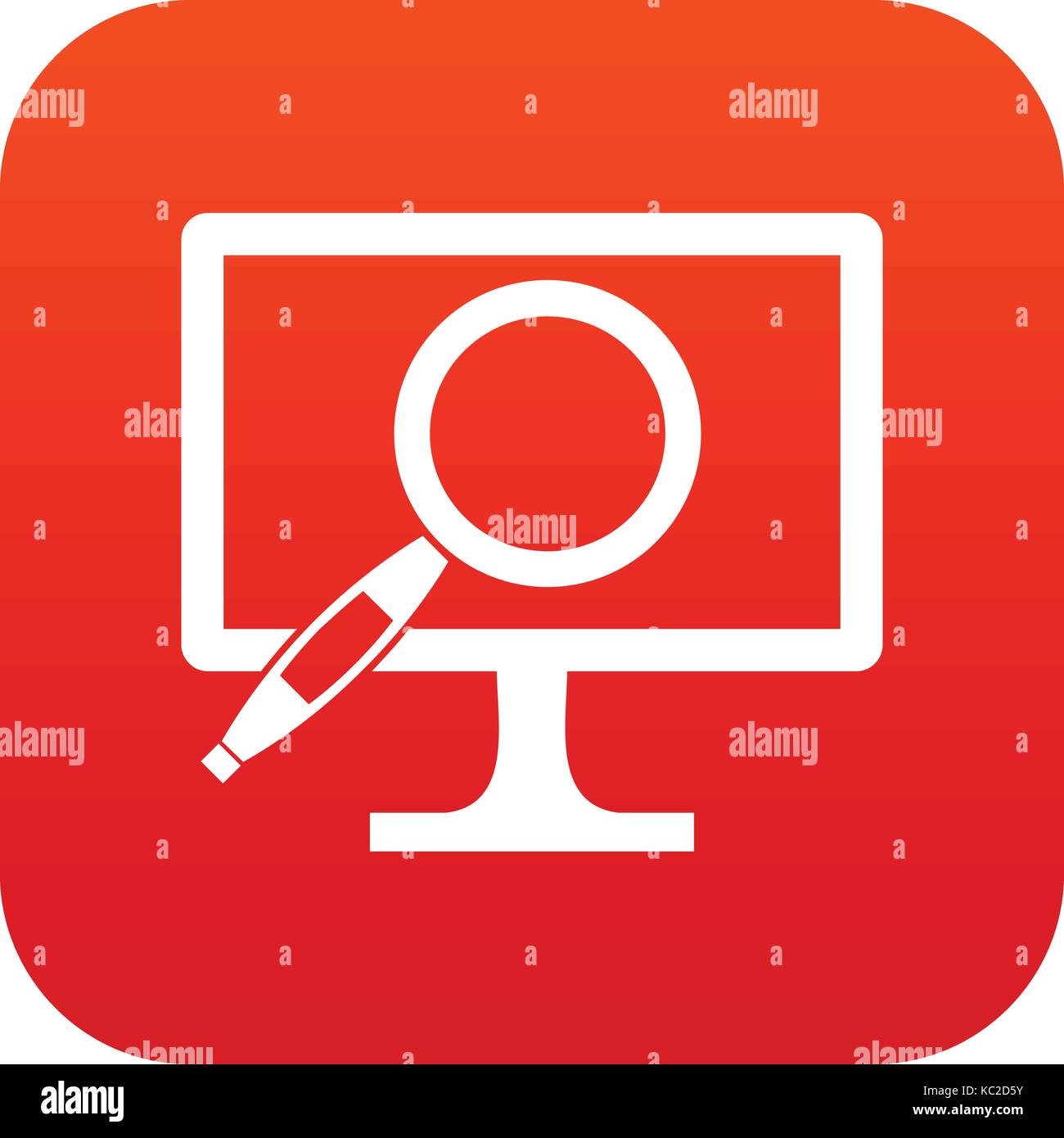 Computer monitor magnifying glass icon digital red Stock Vector Image ...