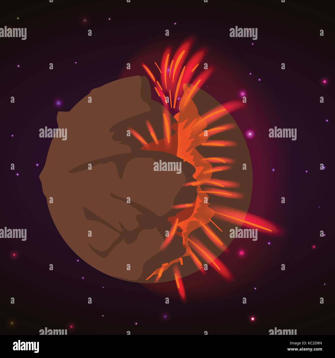 Explosion planet concept background, cartoon style Stock Vector Image ...