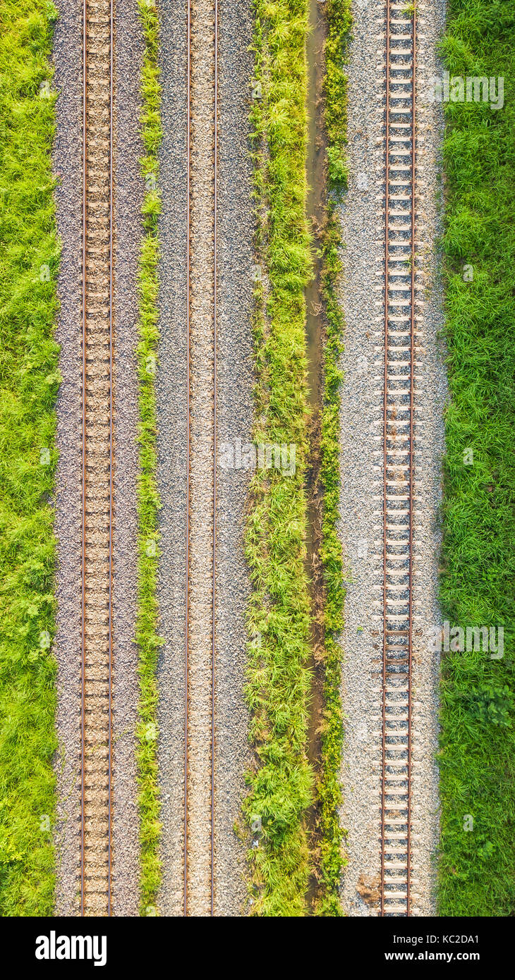 An aerial view of Railroad tracks Stock Photo - Alamy