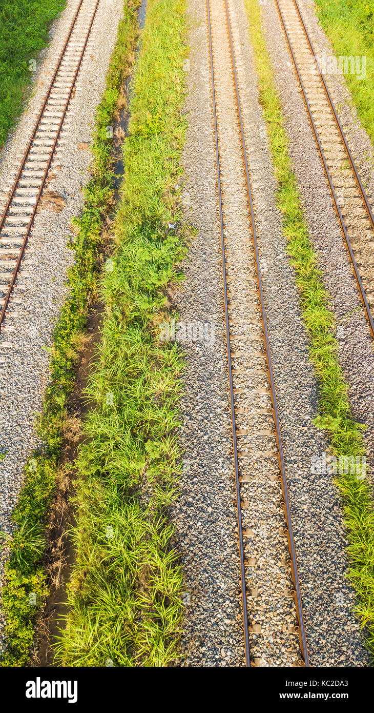 An aerial view of Railroad tracks Stock Photo - Alamy
