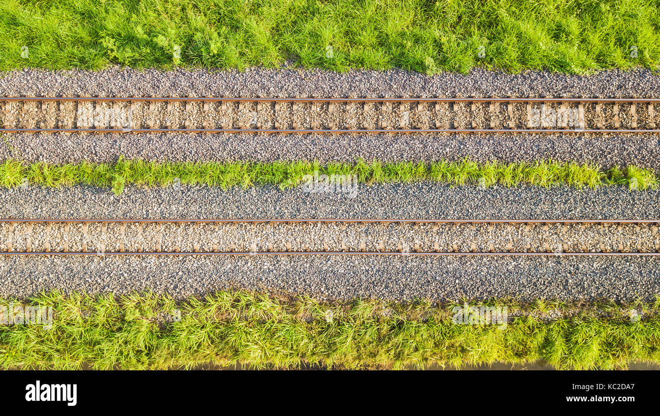An aerial view of Railroad tracks Stock Photo - Alamy
