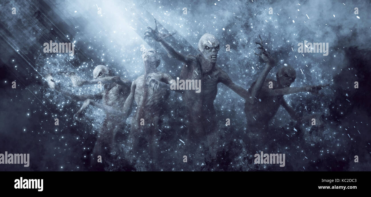 Demons Monsters 3D Illustration Stock Photo - Alamy