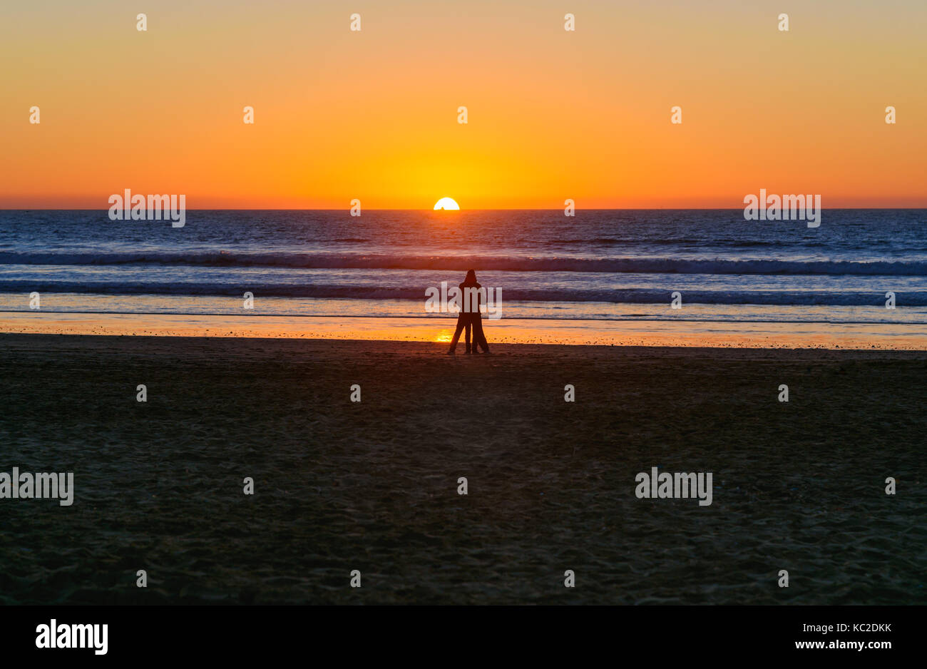 Long, wide beach in Agadir city at sunset, Morocco Stock Photo - Alamy