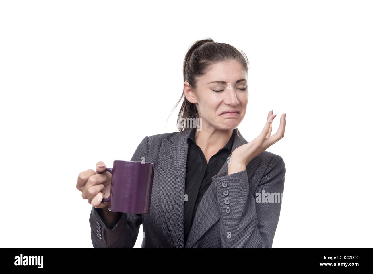 business woman drinking a disgusting drink Stock Photo - Alamy