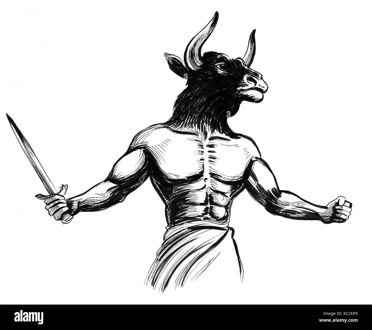 Minotaur monster Black and White Stock Photos & Images - Alamy