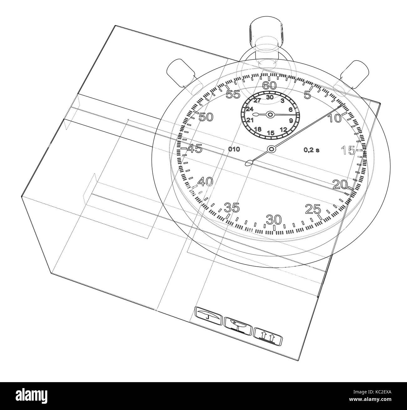 Stopwatch with cardboard box sketch. Vector Stock Vector Image & Art ...