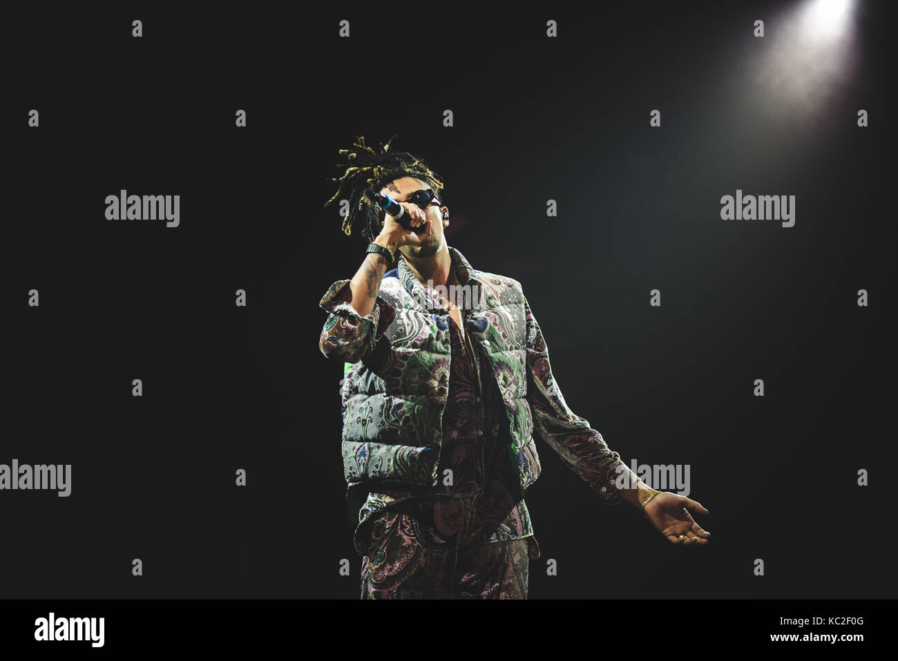 Torino, Italy. 30th Sep, 2017. The Italian rapper Ghali performing live ...