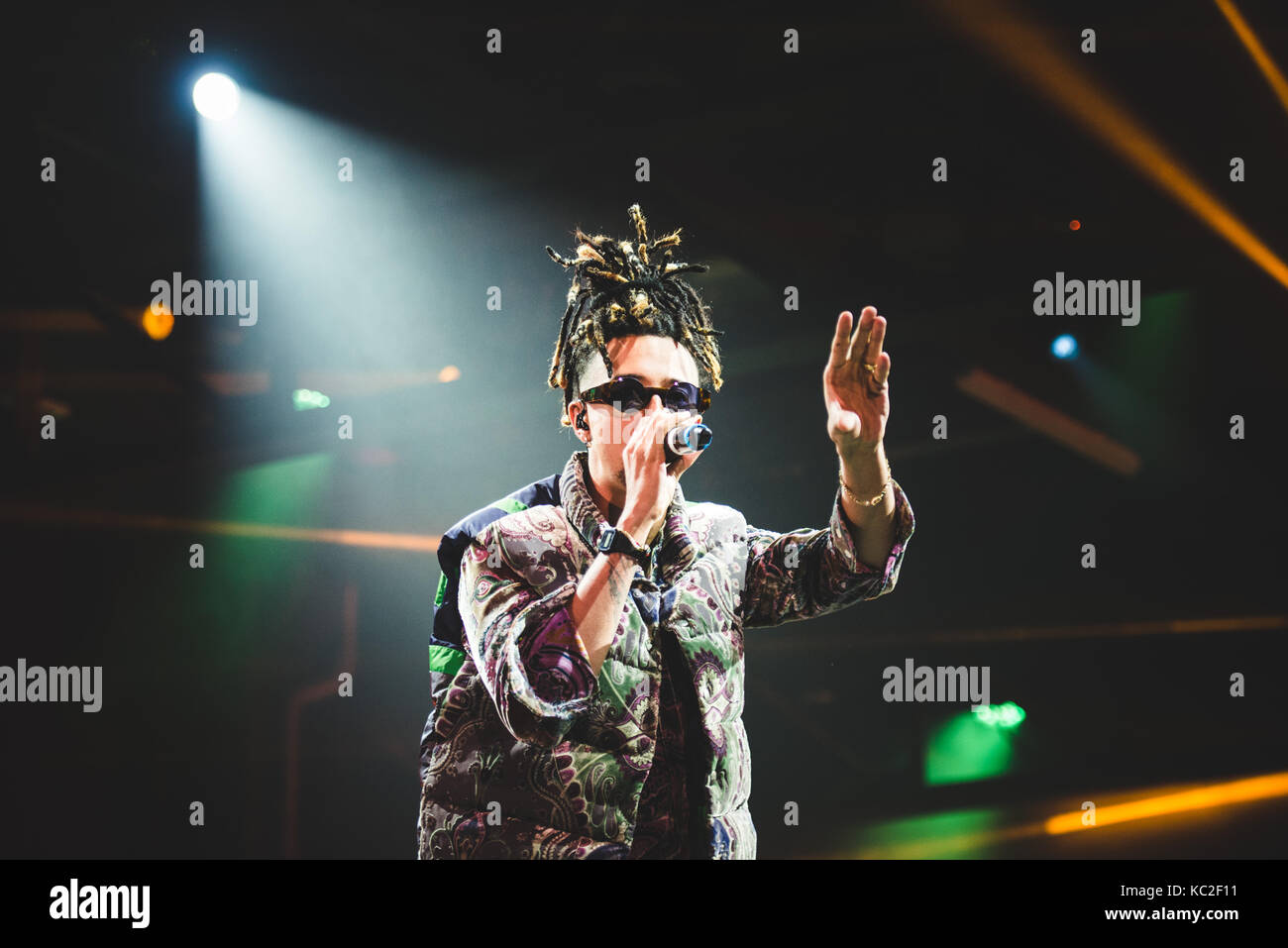Torino, Italy. 30th Sep, 2017. The Italian rapper Ghali performing live ...