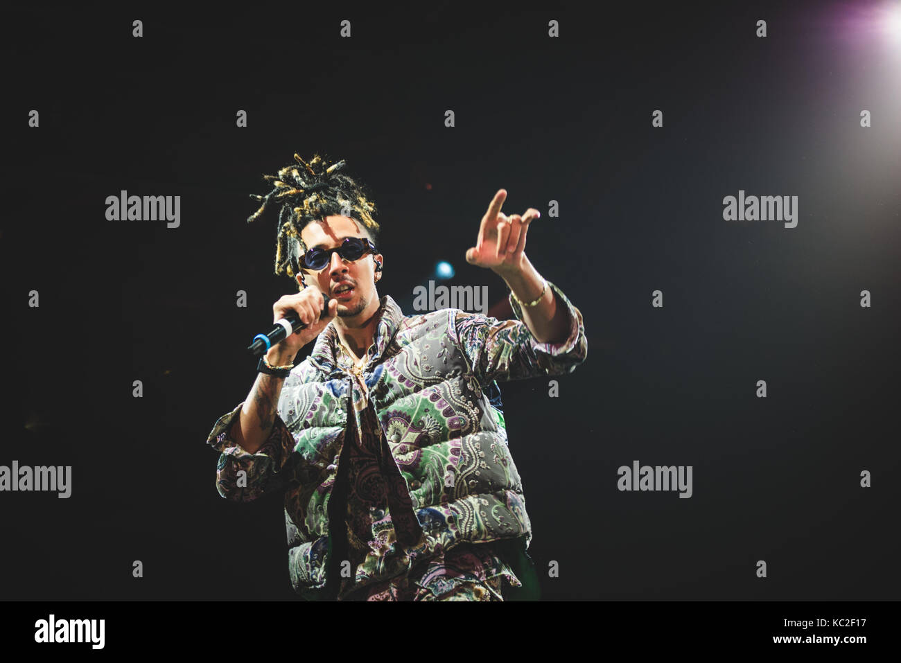 Torino, Italy. 30th Sep, 2017. The Italian rapper Ghali performing live ...