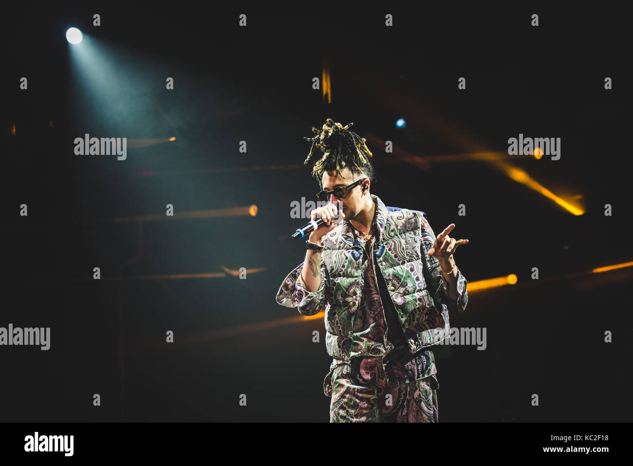 Torino, Italy. 30th Sep, 2017. The Italian rapper Ghali performing live ...