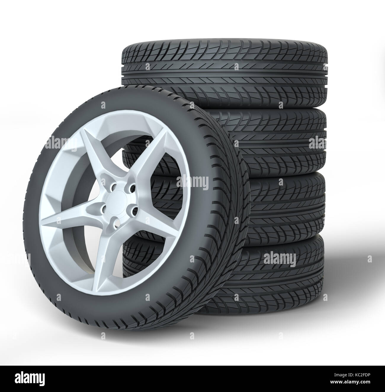 Stack of wheels on white Stock Photo - Alamy