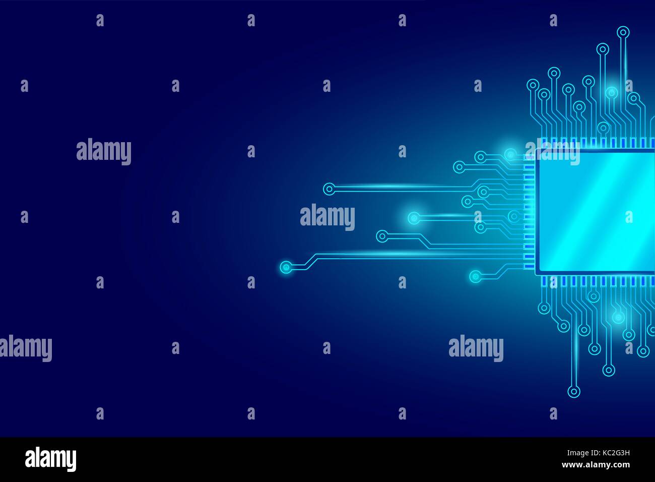 Circuit board cpu microchip abstract high hi tech electric background. Blue gradient motherboard ...