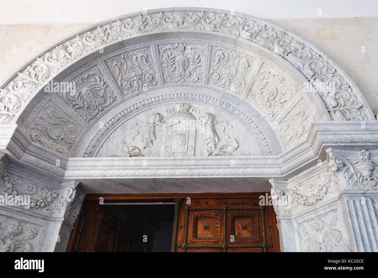 LIVADIYA, CRIMEA - SEPTEMBER 21, 2017: relief over the entrance to ...