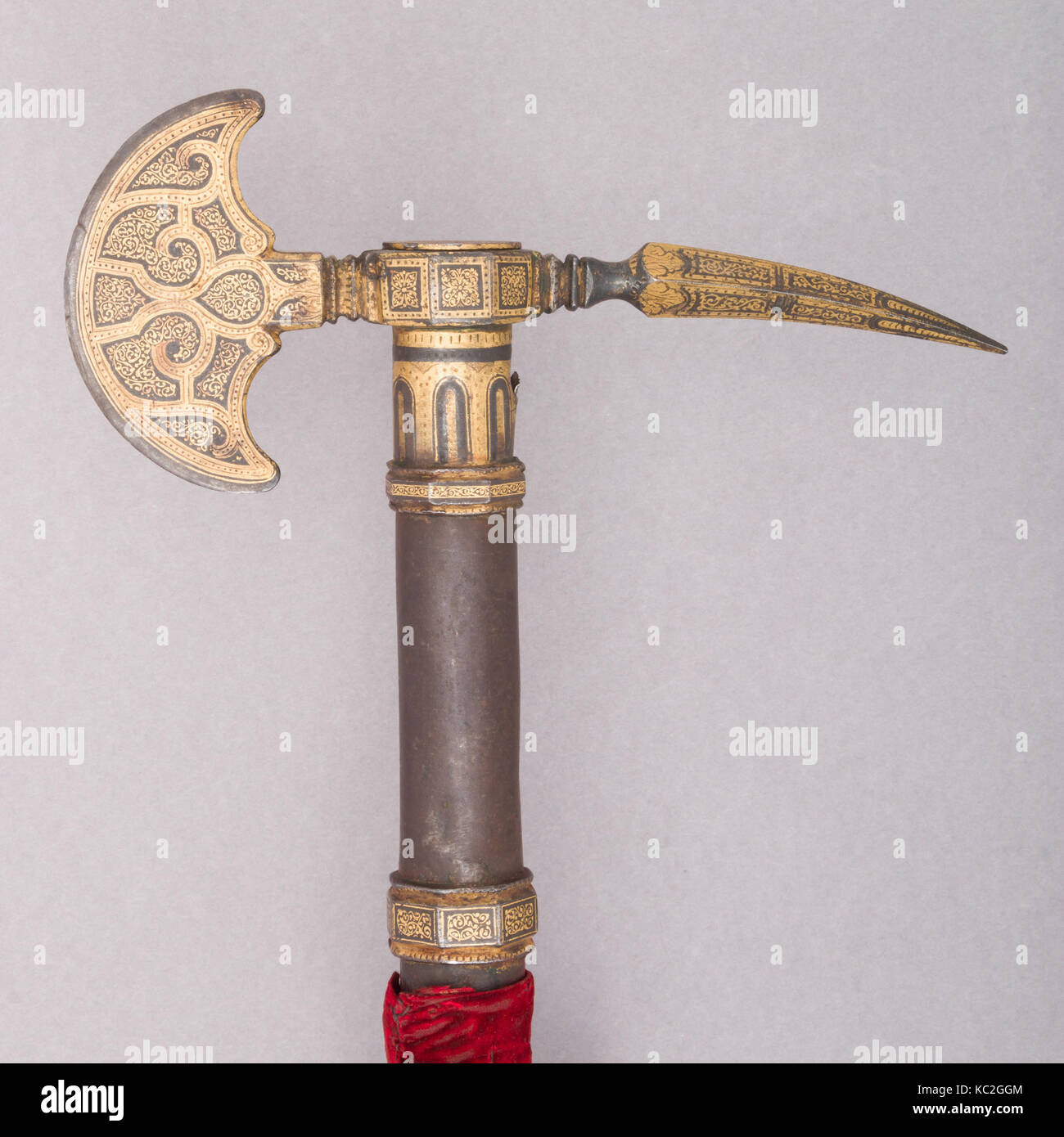 Staff Weapon, 16th century, Italian, Steel, textile (velvet), gold, L ...