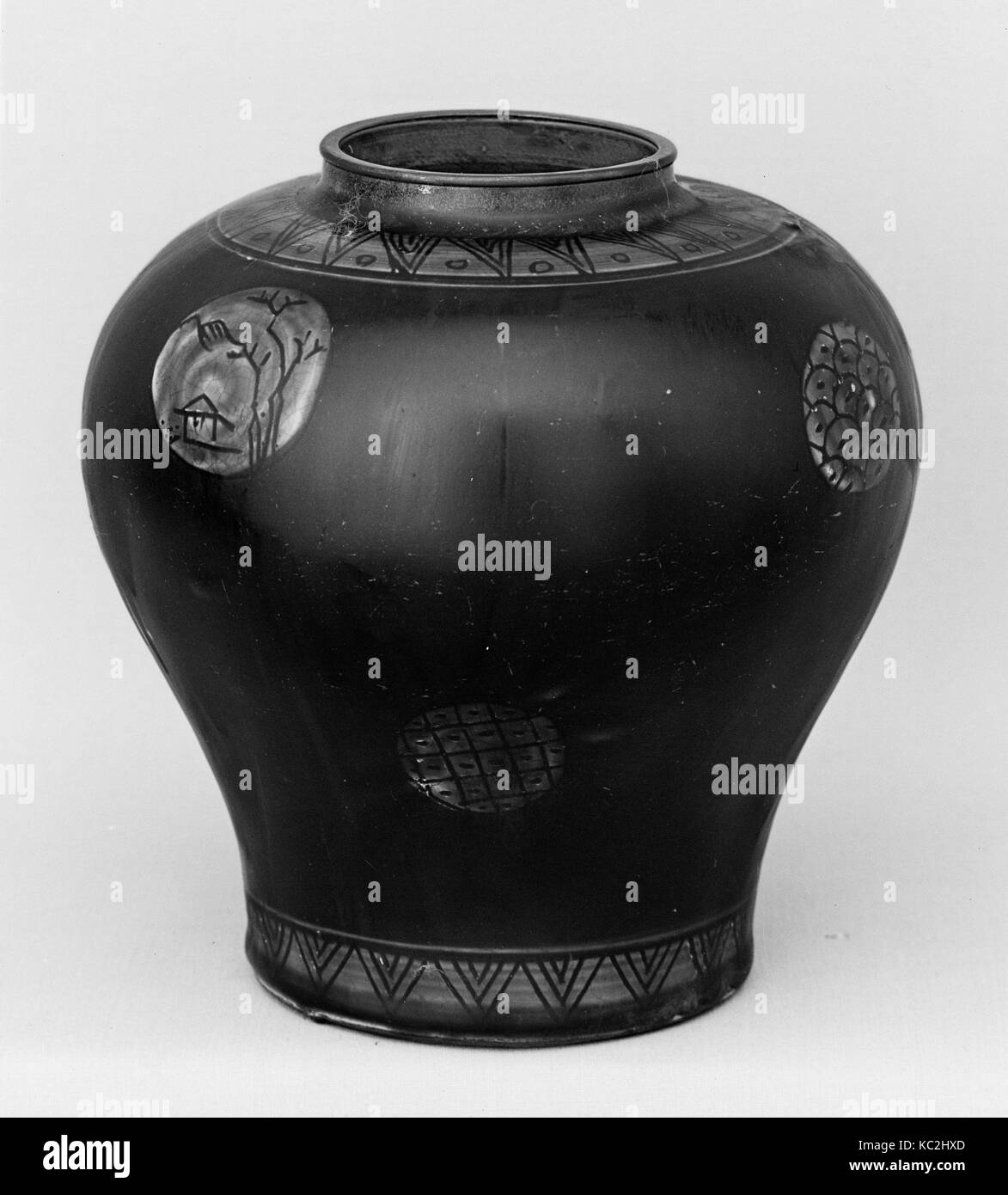 Jar, 19th century, Japan, Pottery; silver band about rim (Kyoto ware ...