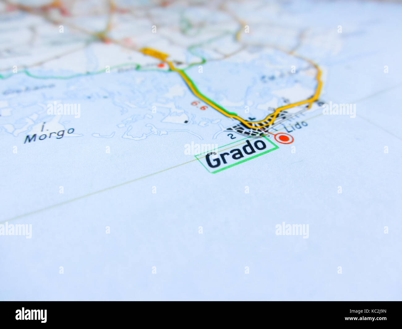 Grado city over a road map (ITALY Stock Photo - Alamy