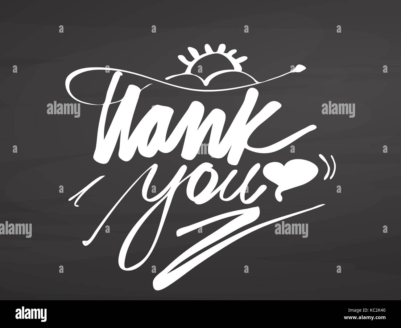 Thank you lettering on chalkboard, handdrawn vector sketch, clean ...