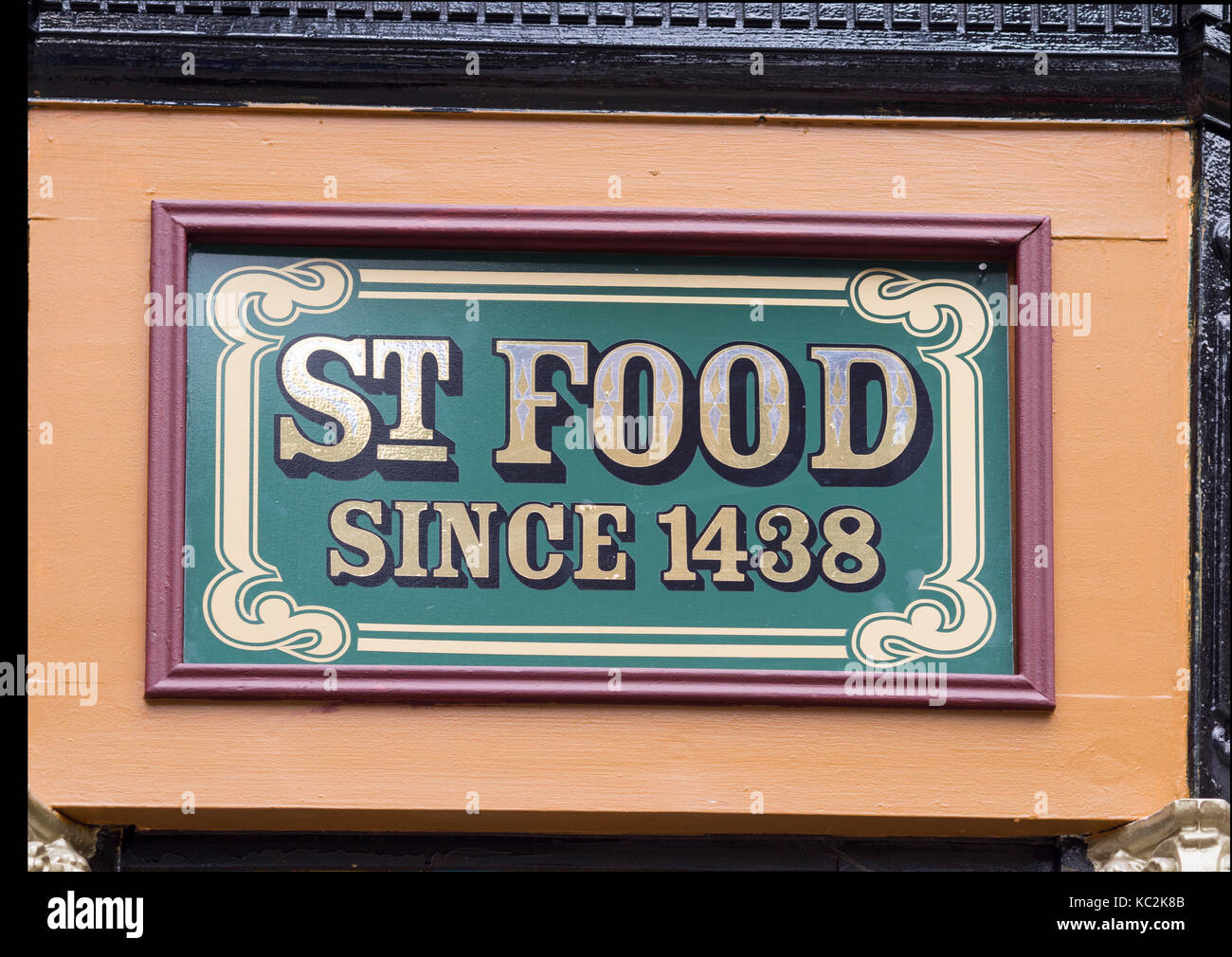 Sign in the indoor market at Kirkgate Market, Leeds, Yorkshire, England ...