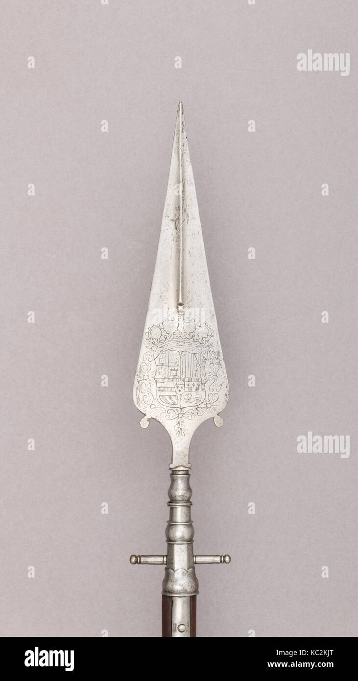 Spontoon, 18th century, Spanish, Steel, wood, L. 76 3/4 in. (194.9 cm ...
