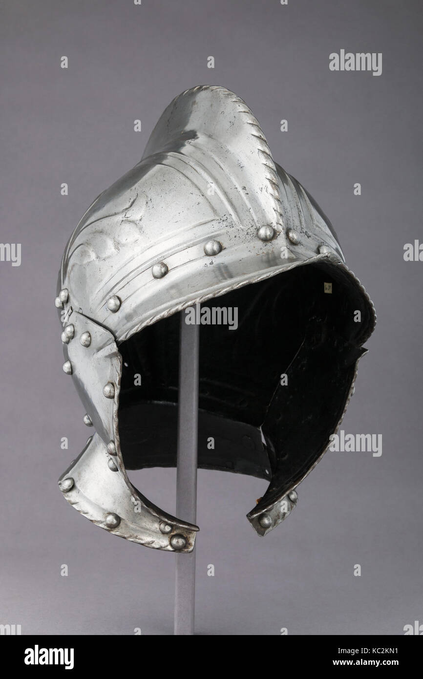 Burgonet, mid-16th century, Italian, Steel, leather, H. 12 1/2 in. (31. ...
