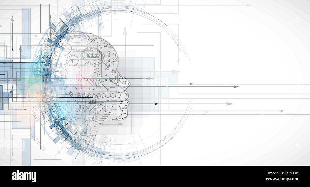 Abstract Artificial intelligence. Technology web background. Virtual ...