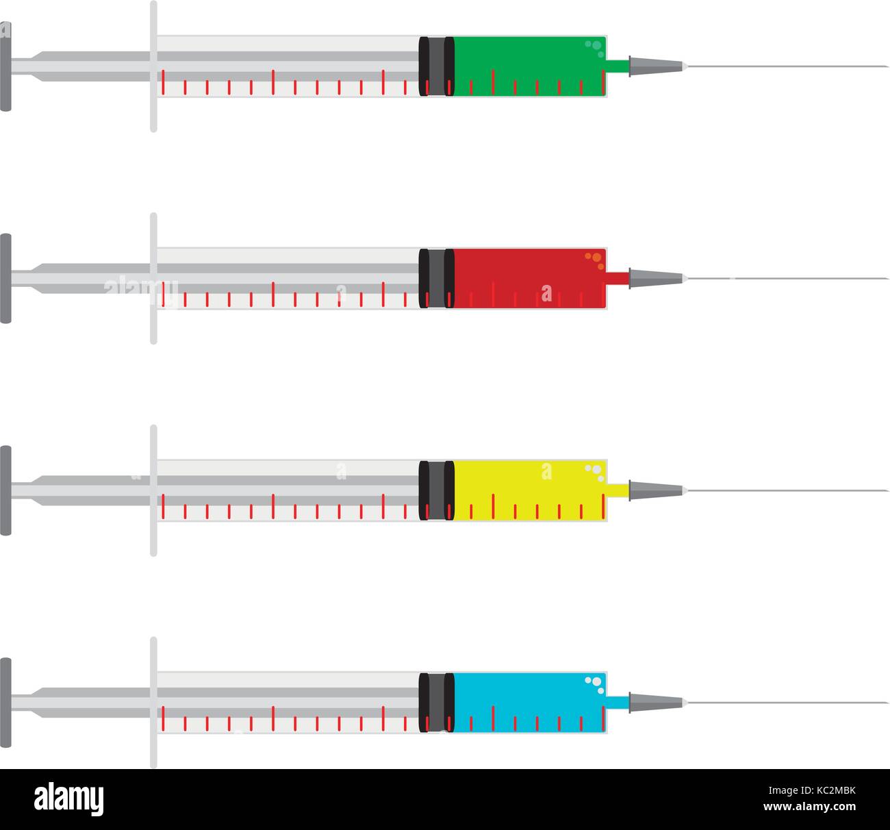 Syringe set of vector flat isolated on white background. Syringe with ...