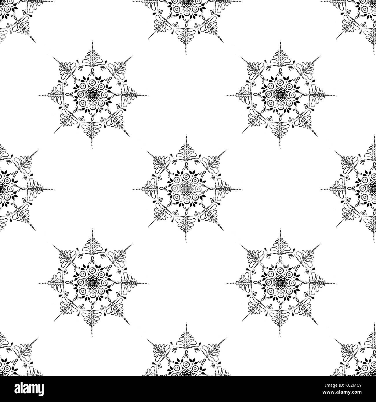 Mandala snowflake seamless pattern gentle Stock Photo - Alamy