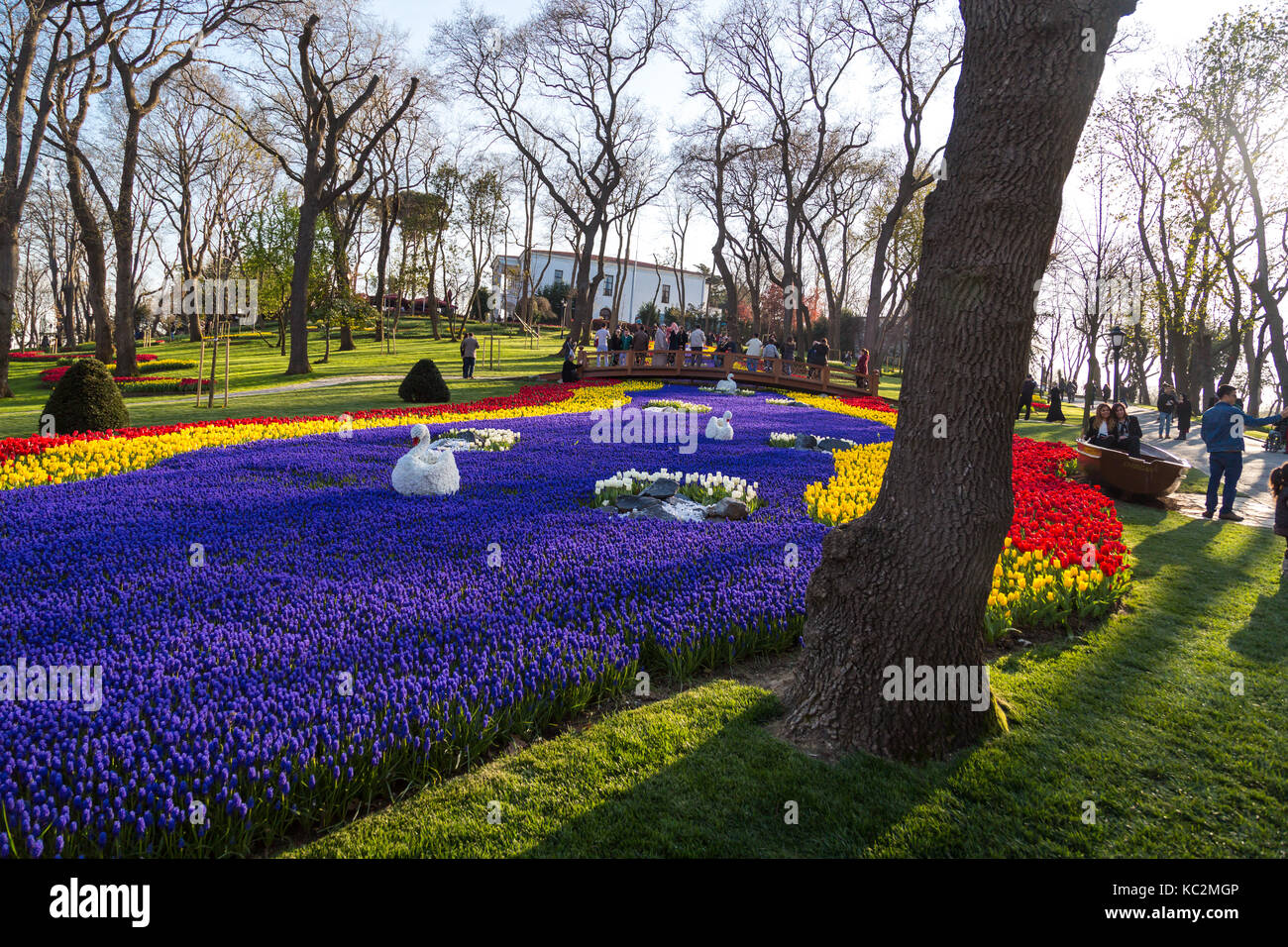 ISTANBUL, TURKEY - APRIL 12, 2015 : General view of Emirgan Parc with ...
