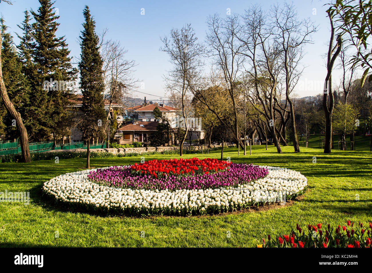 ISTANBUL, TURKEY - APRIL 12, 2015 : General view of Emirgan Parc with ...