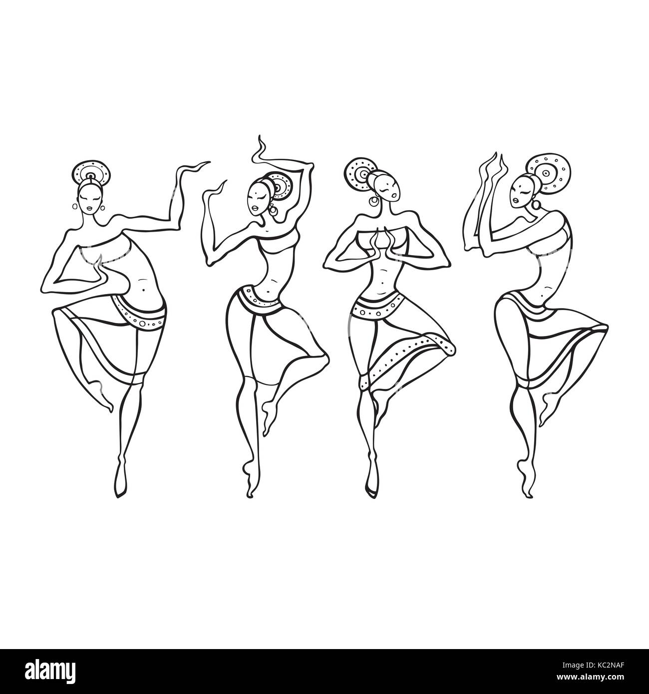Silhouette outline dancing girl Stock Vector Images - Alamy