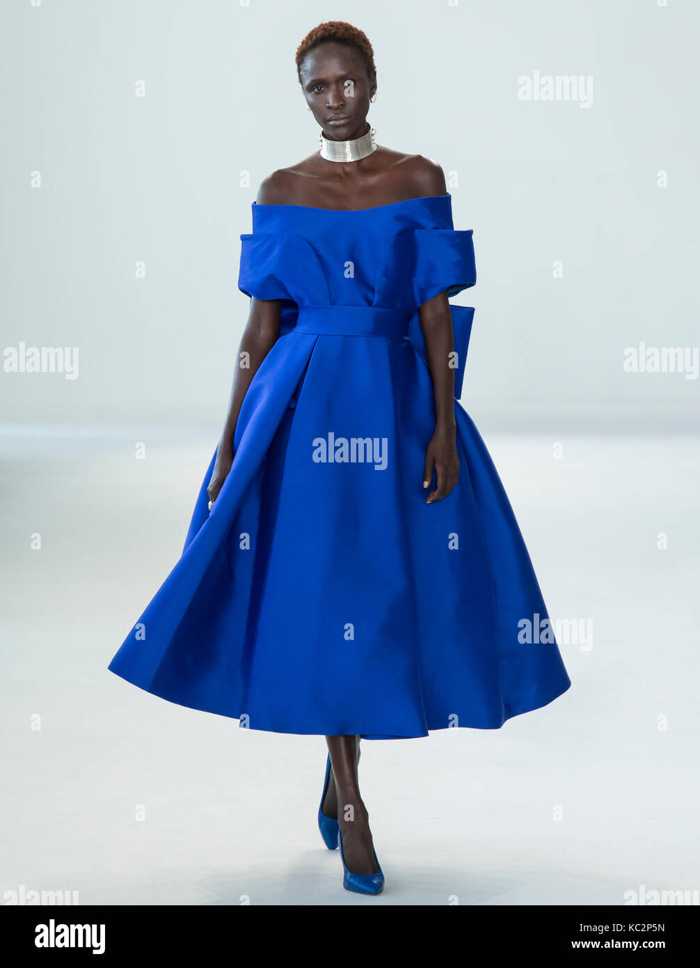 NEW YORK, NY - September 10, 2017: Ya Jagne walks the runway at the ...