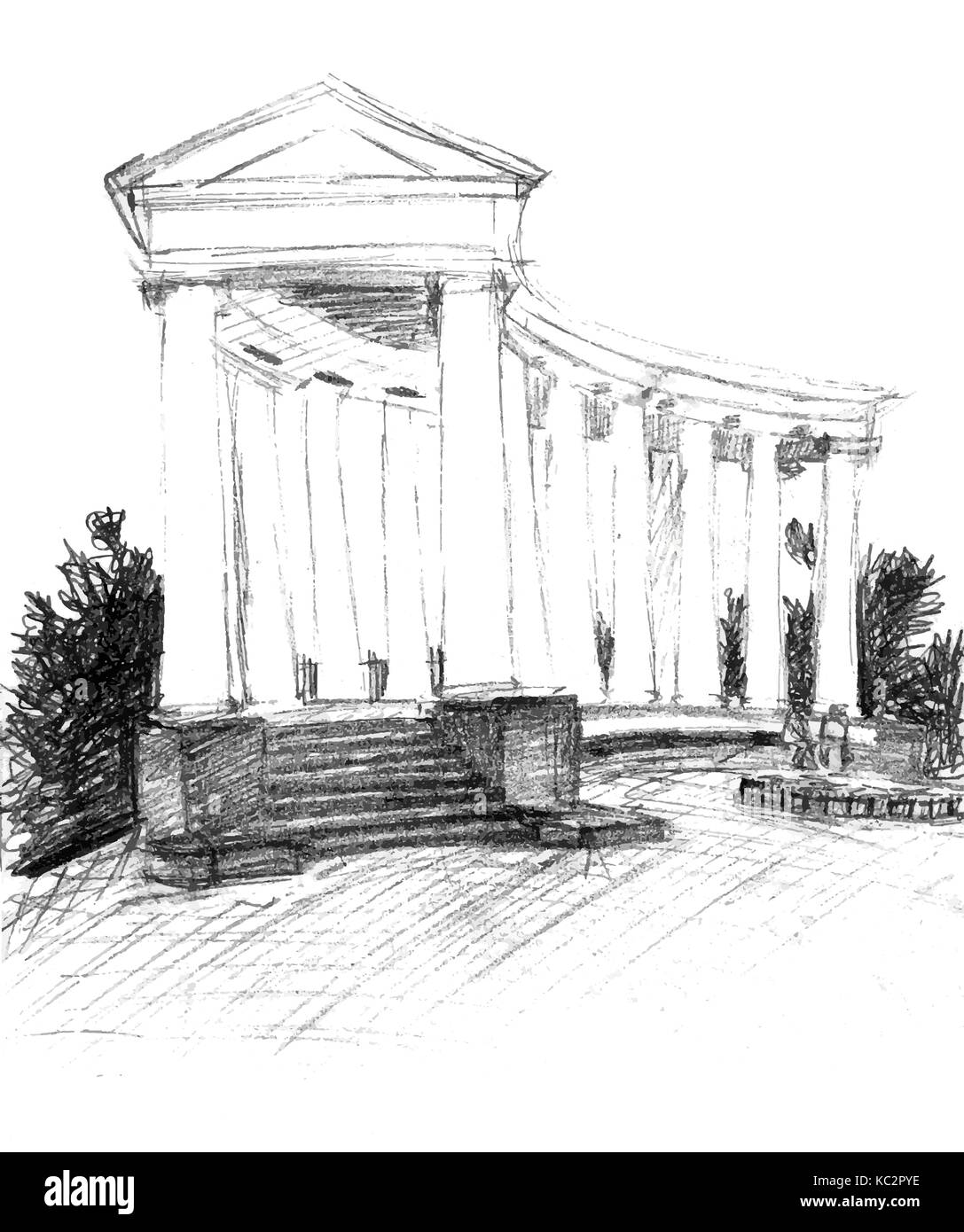 Pencil sketch of colonnade Stock Vector Image & Art - Alamy