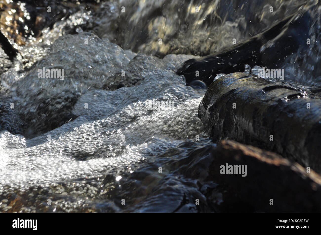 Torrent. Fast flowing brook. Clean, pure water from a waterfall Stock ...