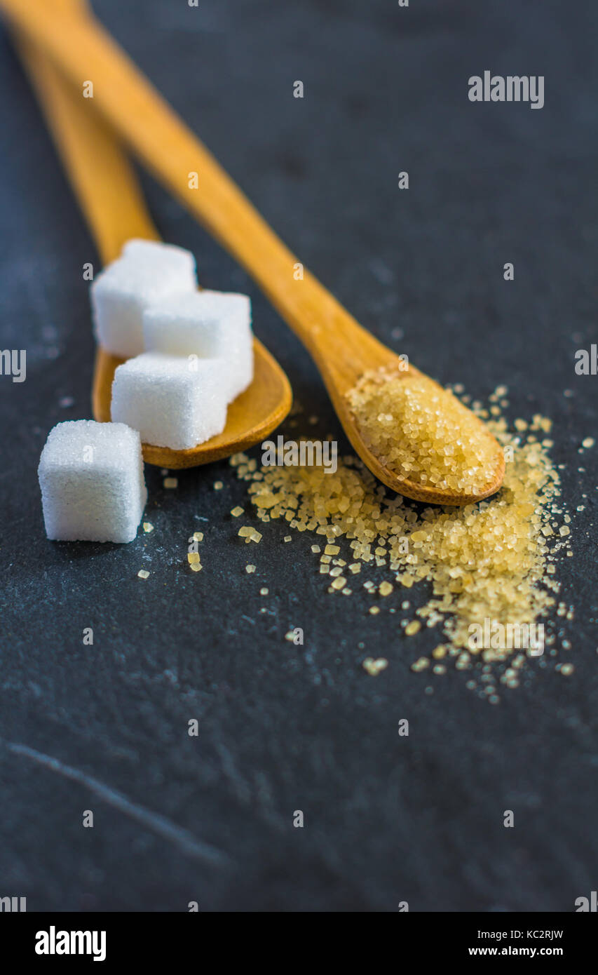 different types of sugar - brown, white and refined sugar Stock Photo ...