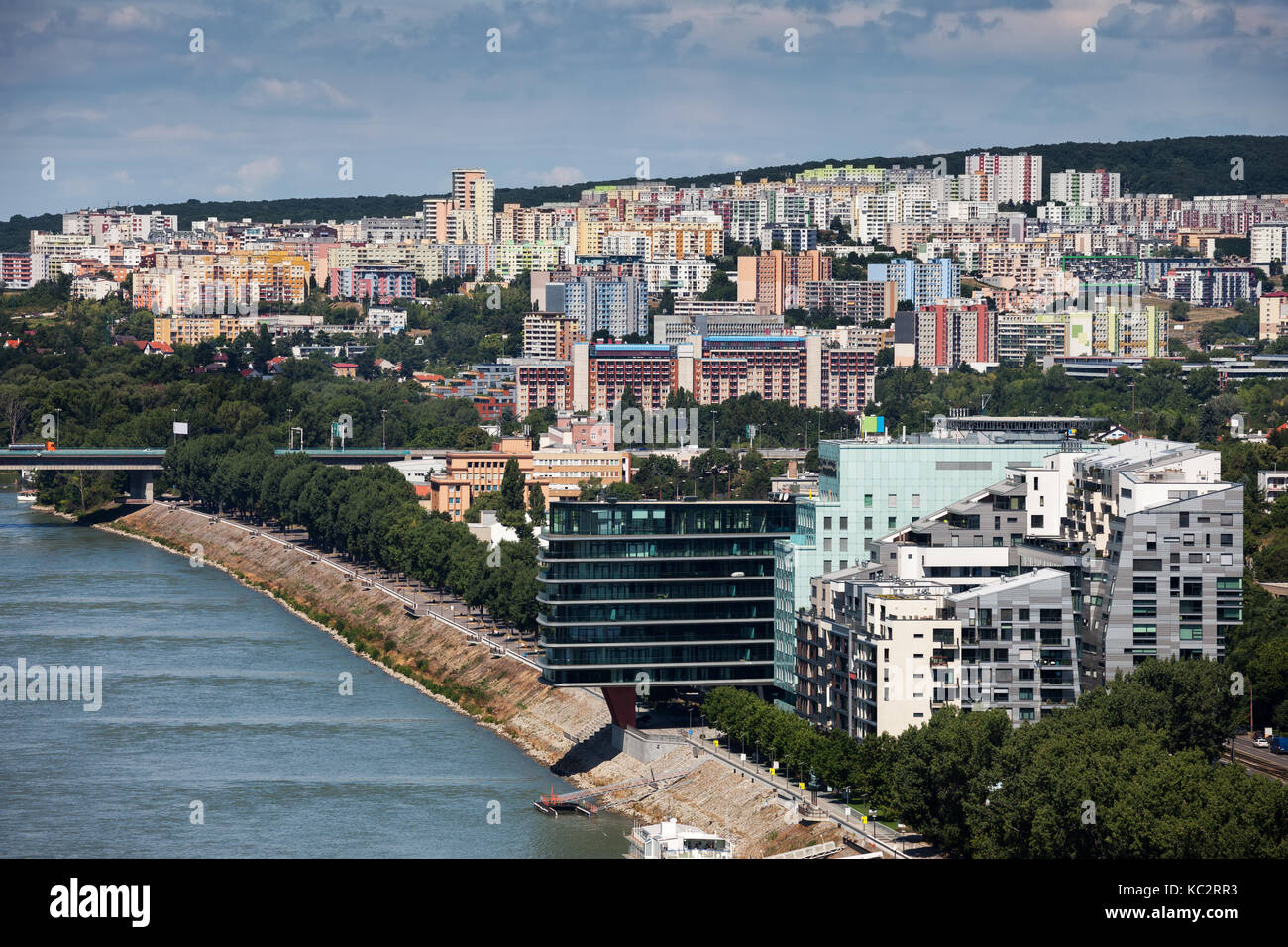 Slovakia, Bratislava, capital city at Danube River, cityscape with ...