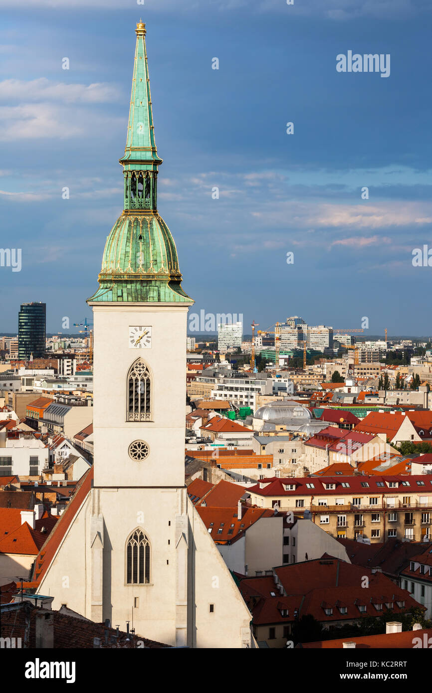 City of Bratislava in Slovakia, cityscape with tower of St. Martin ...
