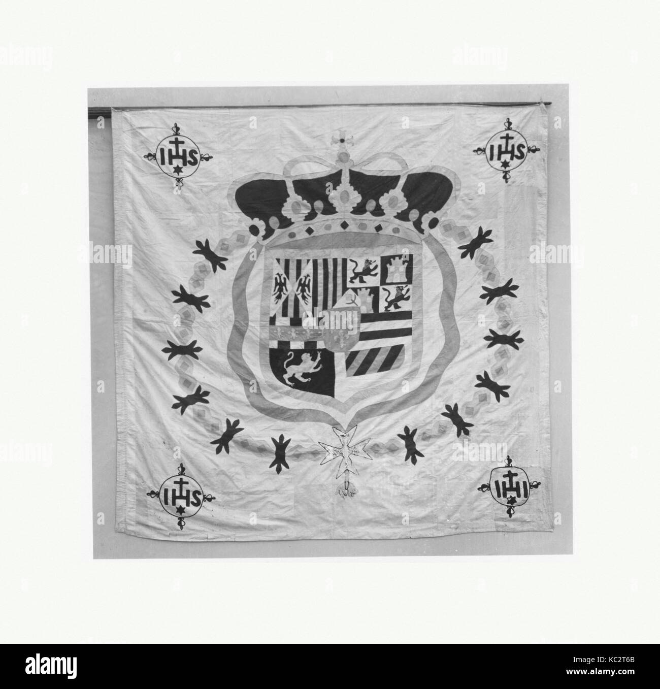 Banner, 18th century, Spanish, Silk, 73 x 72 in. (185.4 x 182.9 cm ...