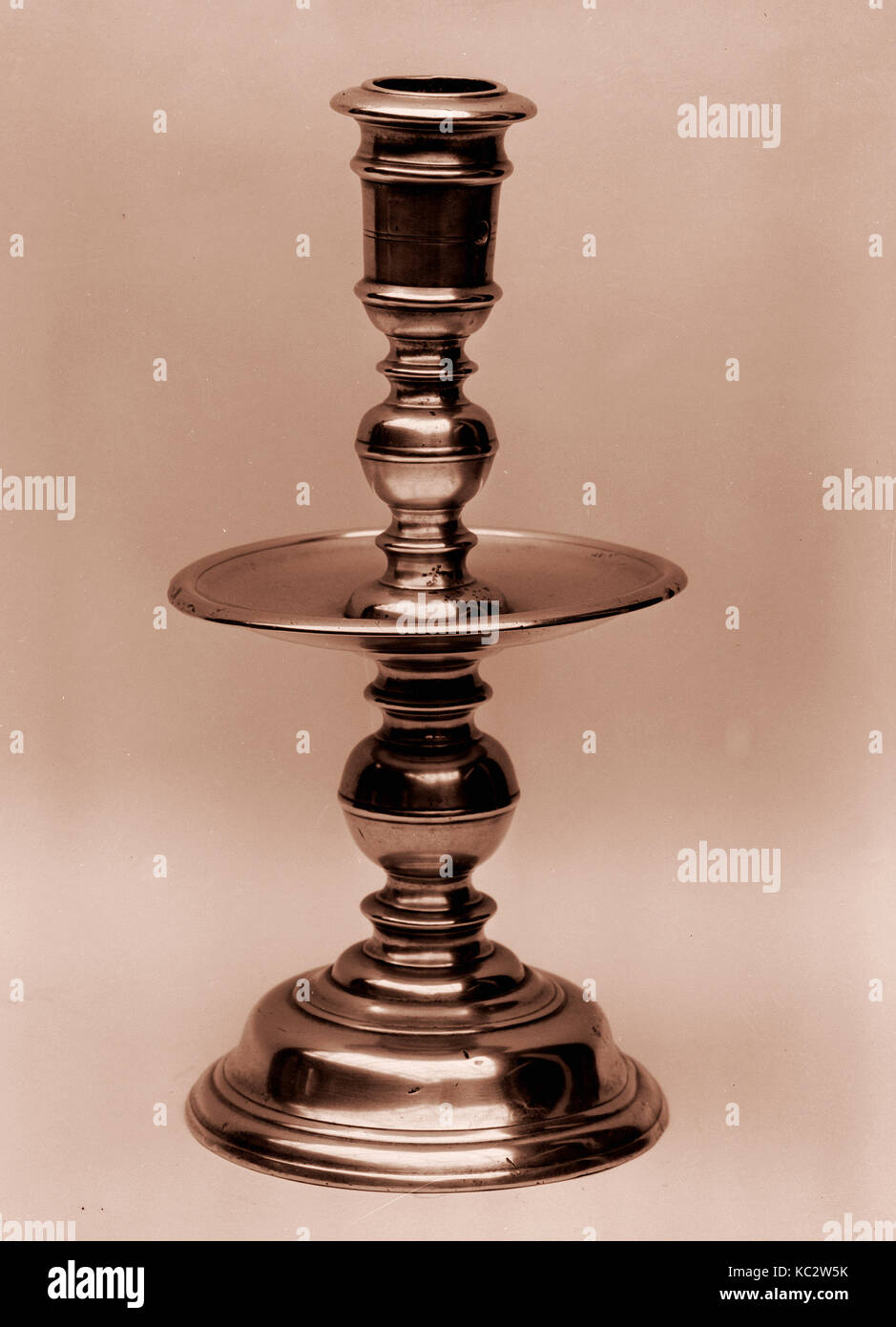 Candlestick, 1660–80, Made in England, Brass, H. 10 in. (25.4 cm ...